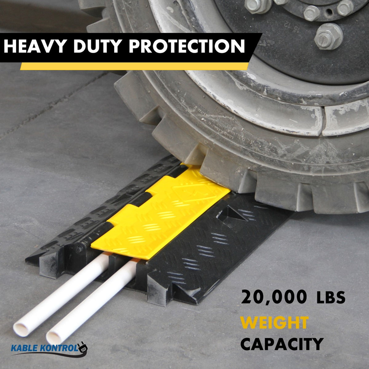 Heavy Duty Rubber Cable Protector - 2 Channel - 1.25" H x 1.25" W ...
