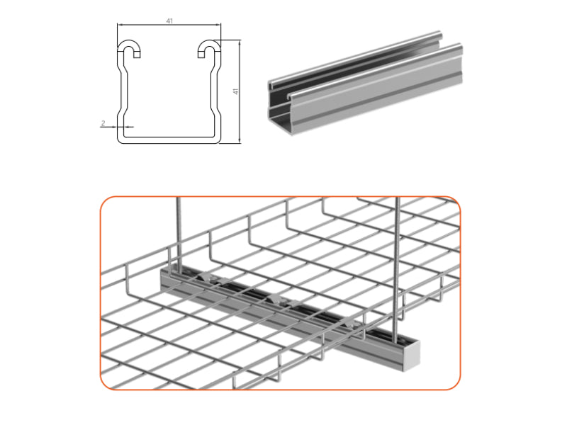 Cable Tray Hanger Kit - 24" Wide Horizontal Support Bar - (2) Flange W ...